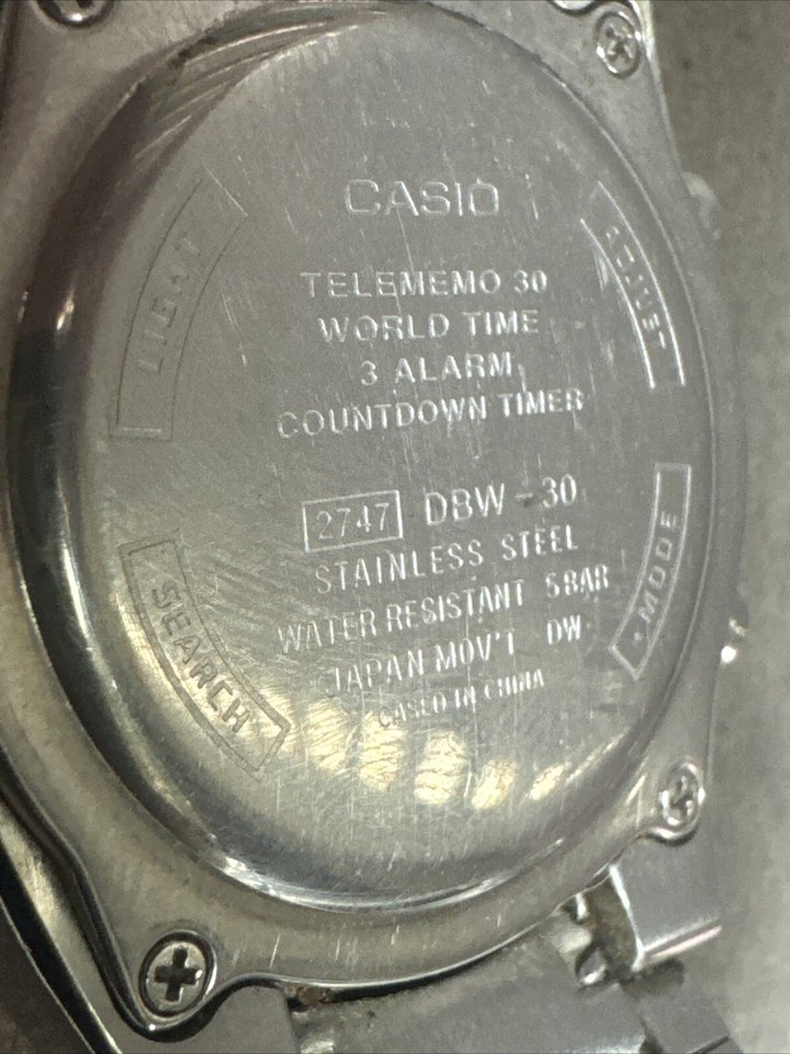 Casio Telememo 30 DBW-30 Digital / Analogue Alarms World Time Databank ...