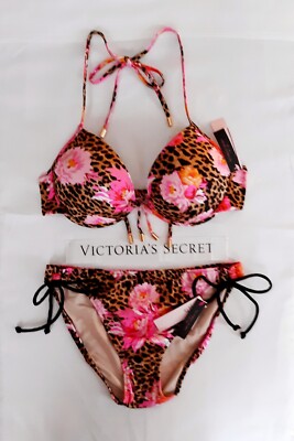 Victorias Secret Swim 2pc Set 34C Pushup Strappy FABULOUS/size M Side ...