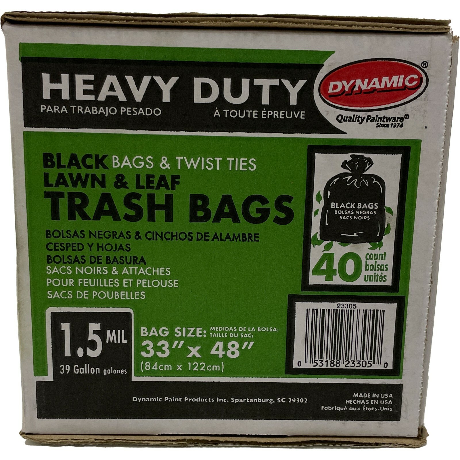 Dynamic 00038 42 Gal 2.5mil Black Heavy Duty Contractor Trash Bag 20Ct ...