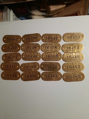 Lot 20 Vintage White Pine Copper Co. Mining Tool Check Token Employee ...