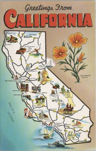 Greetings from California State Map Card | eBay