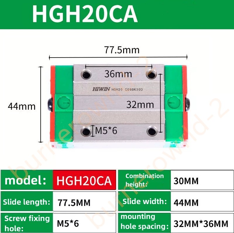 CNC Router HIWIN HGR20 HGH20 Linear Guide Rail & 2pc HGH20CA HGW20CC ...