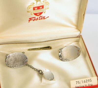 VINTAGE FOSTER STERLING SILVER MENS FINE FASHION CUFFLINKS TIE TACK SET ...