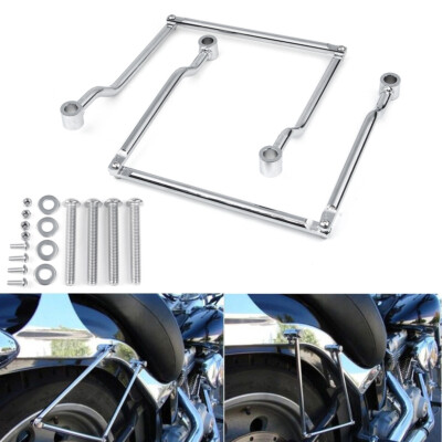 Universal Motorcycle Side Saddle Bag Support Bars Adjustable Mount ...