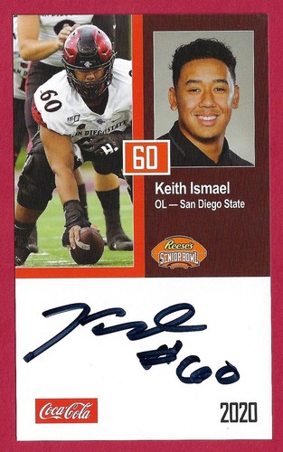 KEITH ISMAEL RC 2020 SENIOR BOWL SAN DIEGO STATE AZTECS SIGNED Arizona ...