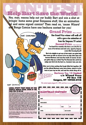 1995 The Simpsons Bartman Vintage Print Ad/Poster Bongo Comics Bart ...