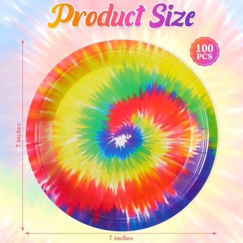 Pack Tie Dye Plates Set 7 in Disposable Tie Dye Party 100 Bright Color ...