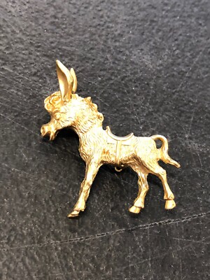 Vintage Style Gold Colored Donkey With Saddle Brooch Lapel Pin | eBay