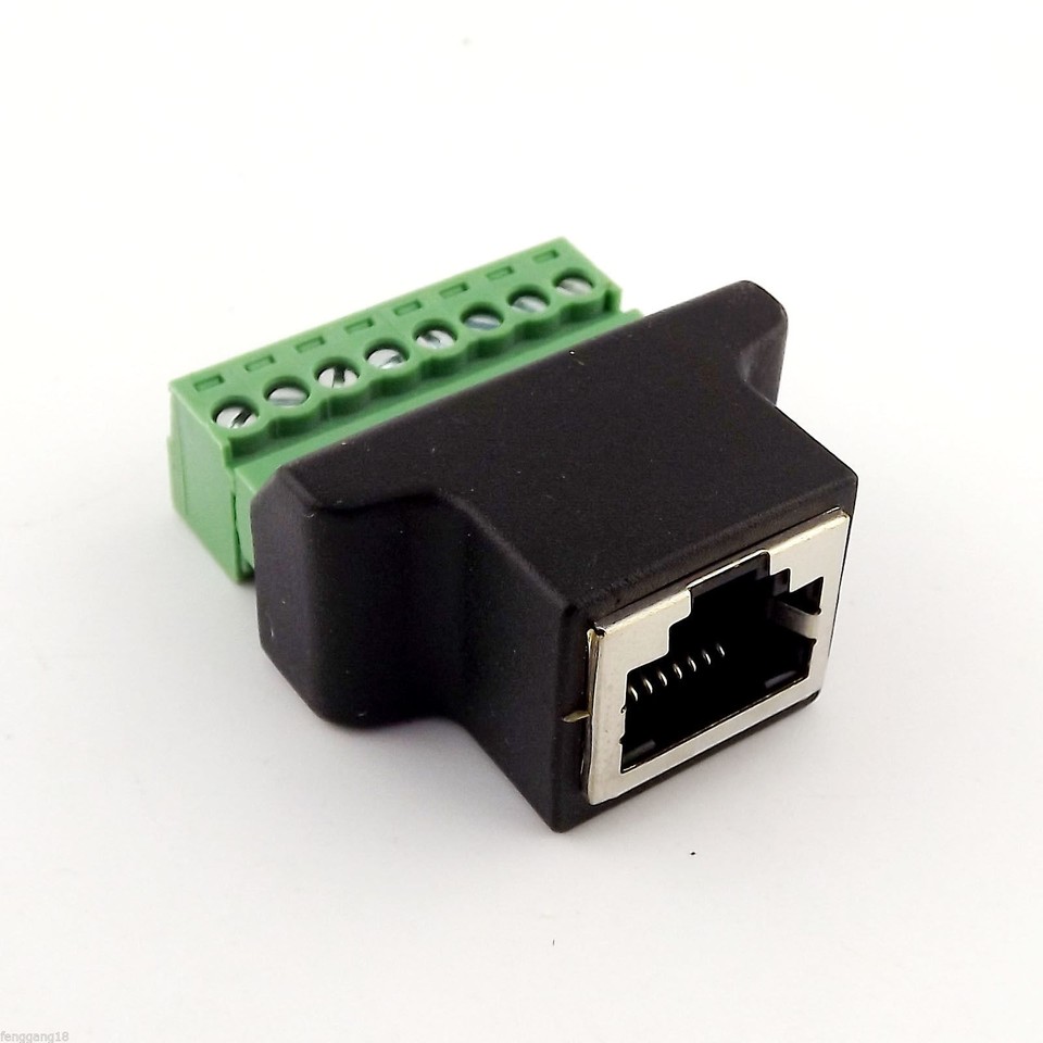 Ethernet RJ45 Female To Screw Terminal 8 Pin CCTV Digital DVR Adapter ...