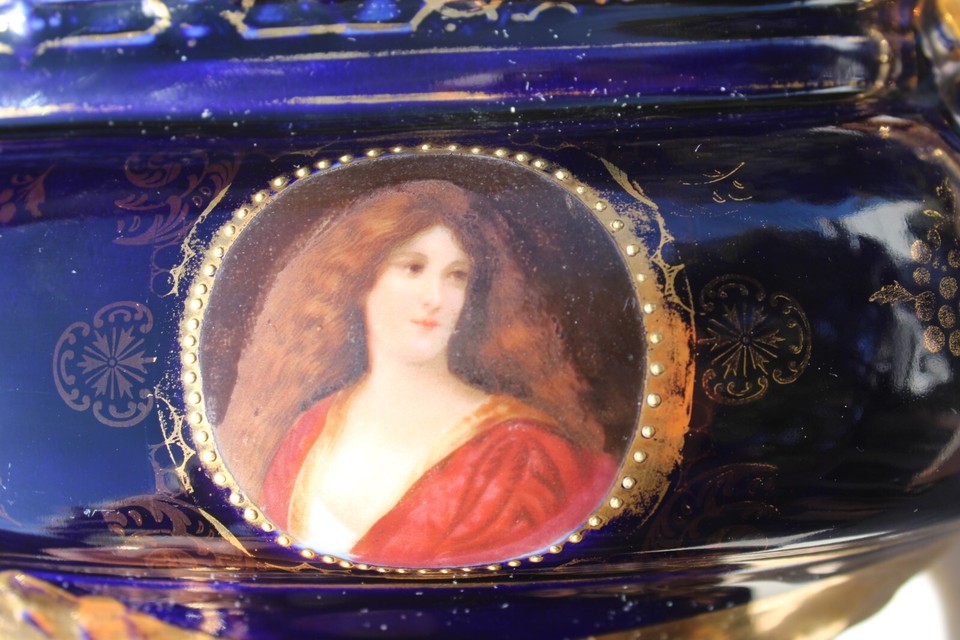 Rare-ALEXANDRA PORCELAIN WORKS COBALT BLUE VASE- BASE-Turn, Austria ...
