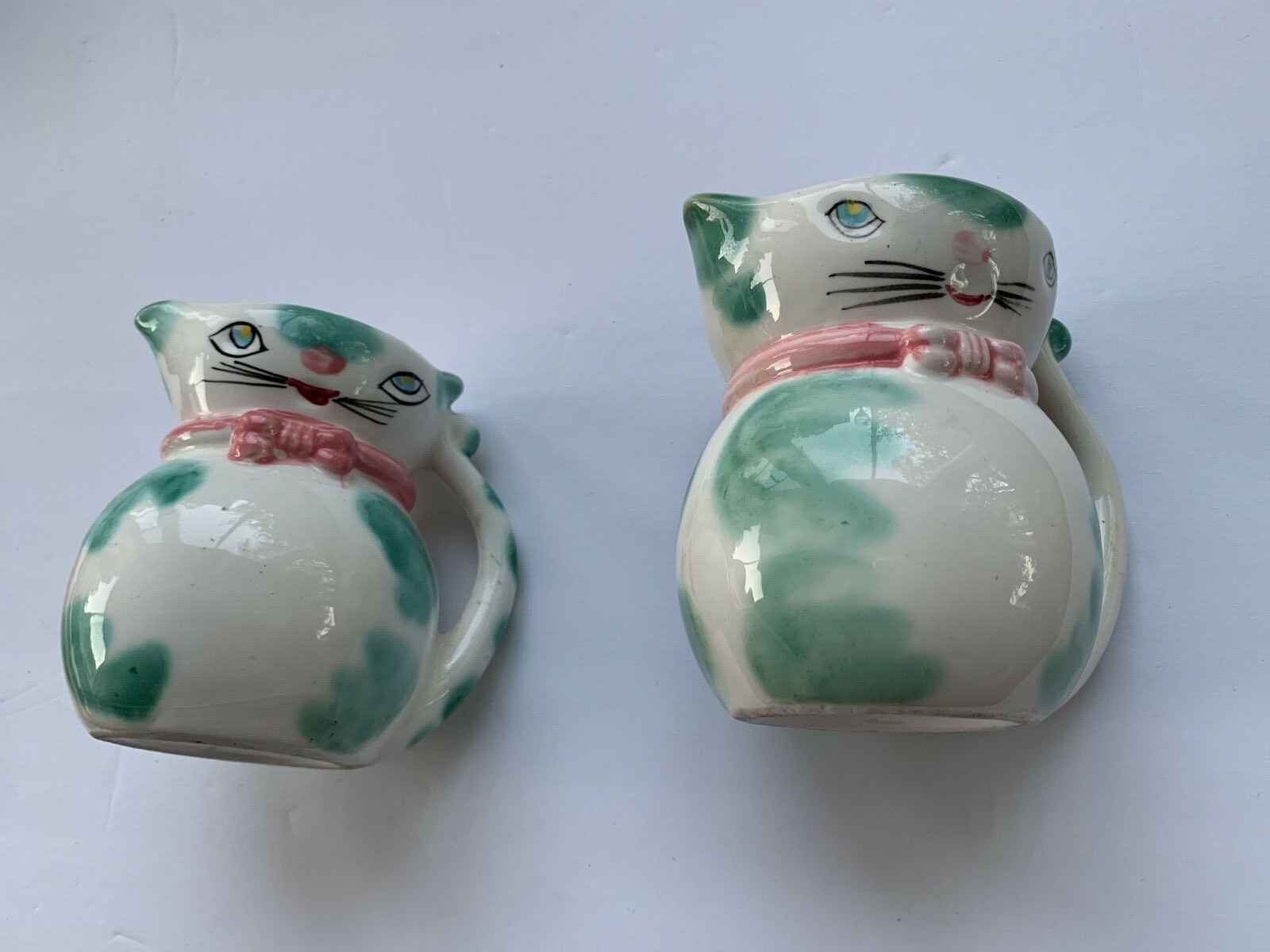 Vintage Lipper Mann Anthropomorphic Cat Cream And Sugar GREEN PINK ...