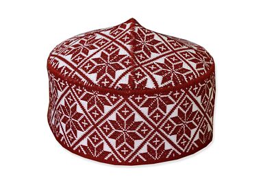 Men's Namaz Cap Sufi Muslim Namaz Topi/Prayer Cap White & Maroon Size M ...