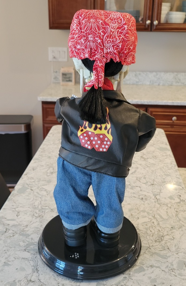 Gemmy Halloween Biker Skeleton with Guitar Singing Dancing ZZ Top Song ...