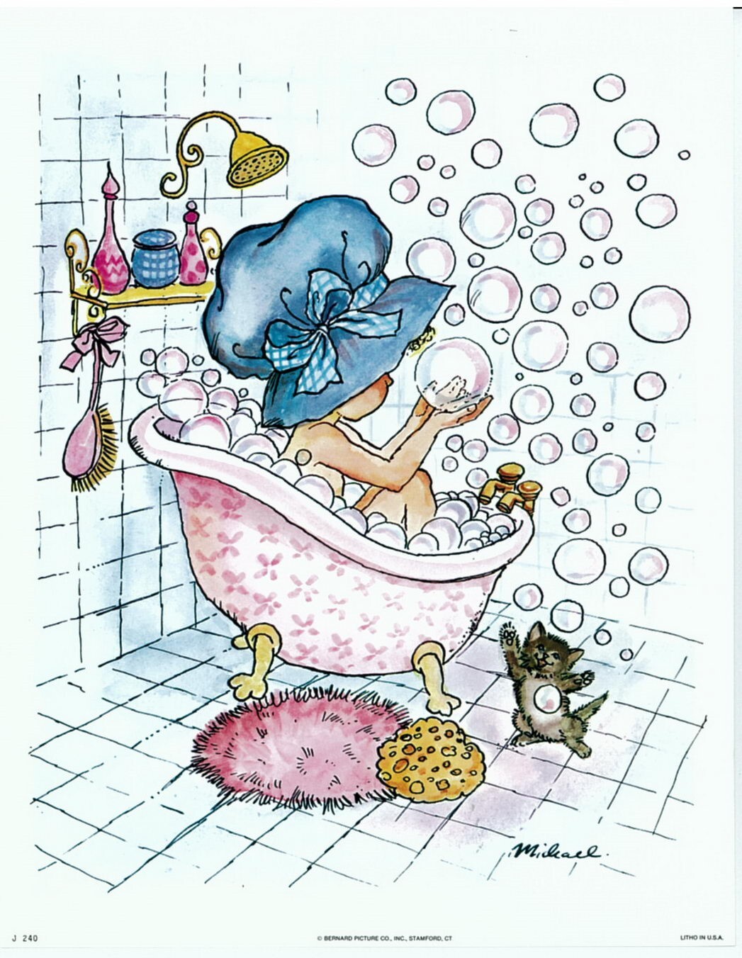 (7 x 9) Art Print J240 Michael Girl in bubble bath | eBay