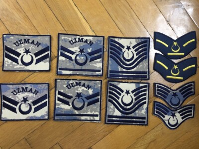 TURKISH AIR FORCE OFFICER PILOT CAMO ARM RANK WING PATCH PAIR | eBay