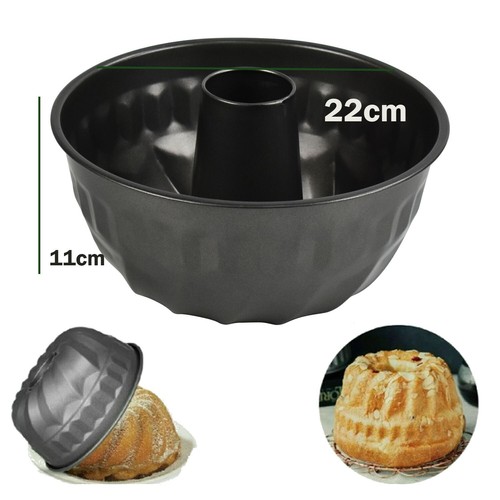 Non Stick Fluted Ring Bundt Cake Tin Round Baking Pan 22 x 11cm Mould ...