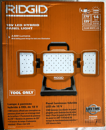 New RIDGID R8698B 18V 18 Volt Cordless Hybrid LED Panel Light (Bare ...