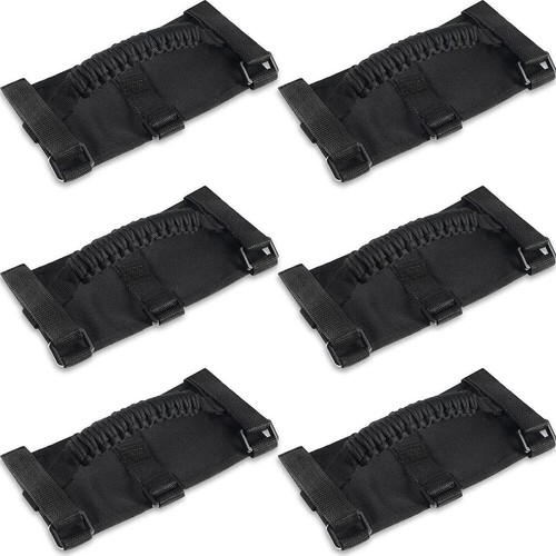 6 Pack Black Paracord Handle Large Roll Bar Grab Handles Car Grip Jeep ...