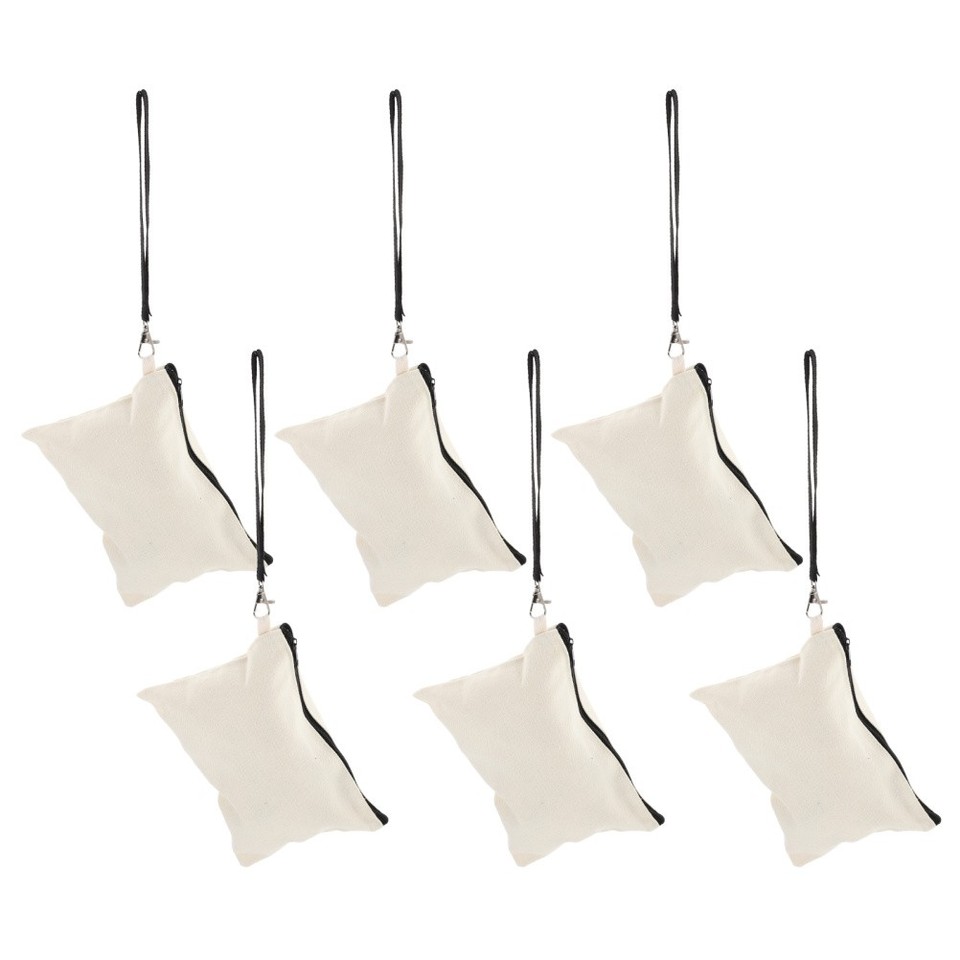 6pcs Blank Toiletry Bag With Hanging Hook Beige - Portable Makeup ...