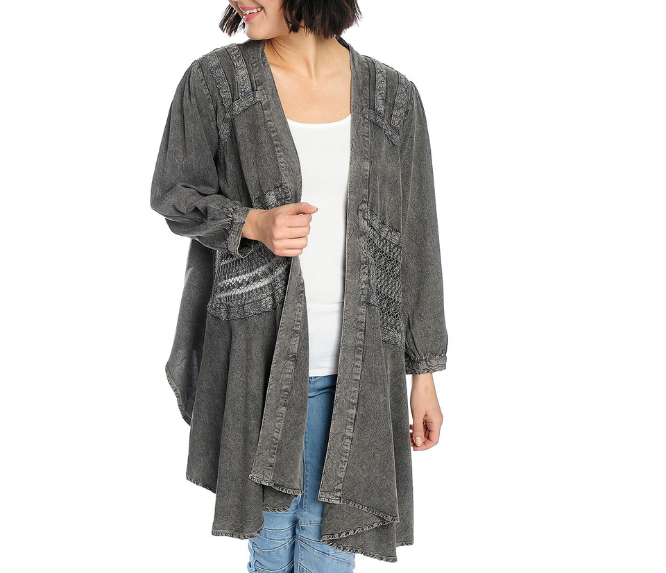 NEW Indigo Thread Co Woven Cascading Open Front Cardigan with Lace ...