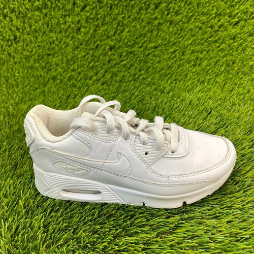 Nike Air Max 90 Boys Size 1Y White Athletic Running Shoes Sneakers ...