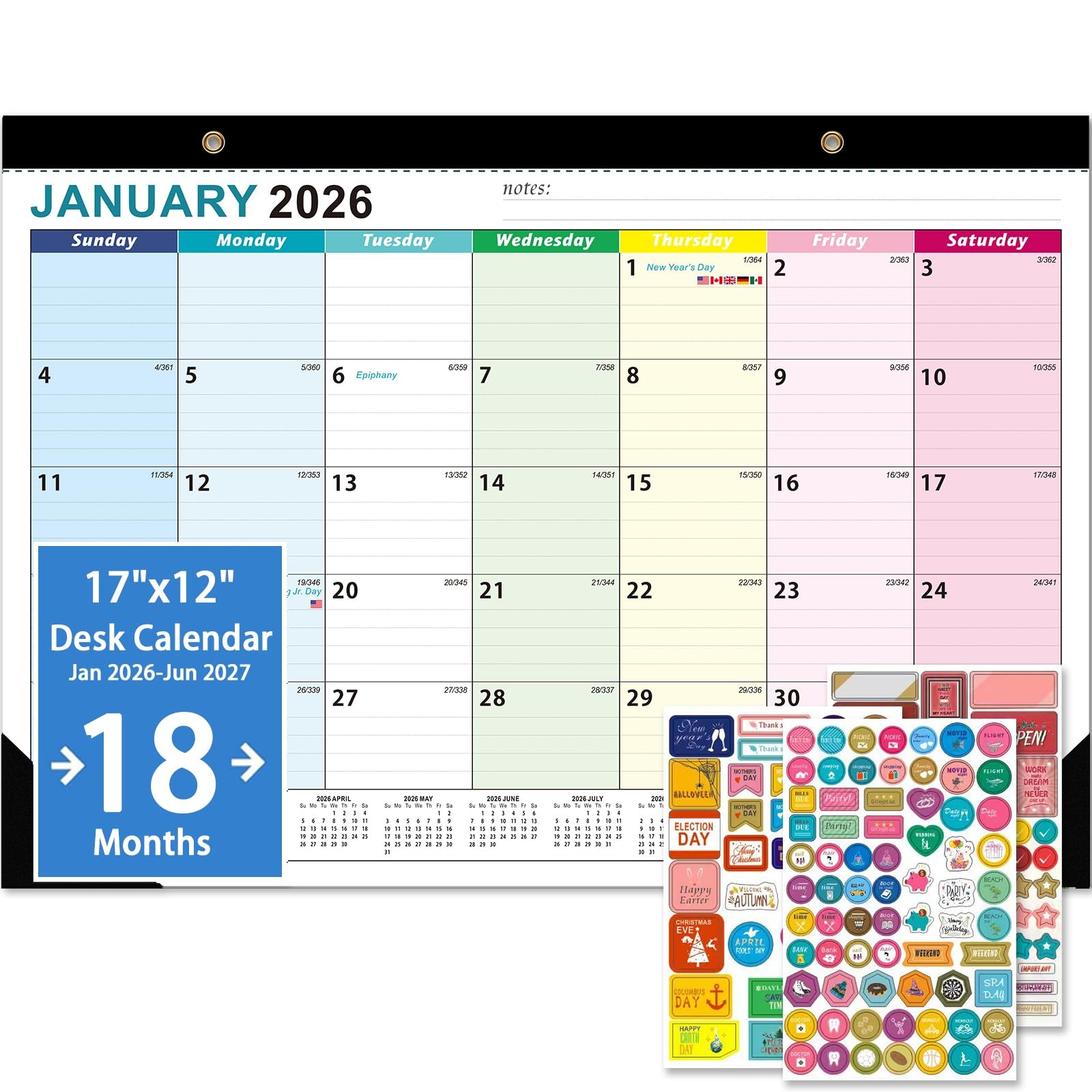 2026 Desk Calendar - 18 Monthly 2026-2027, Jan 2026 - Jun