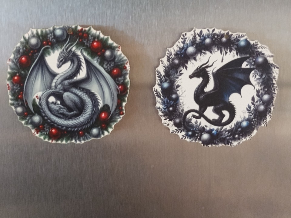 Yin Yang Metal Glass Dome Dragons Keyring & 2- Wooden Dragon Magnets | eBay