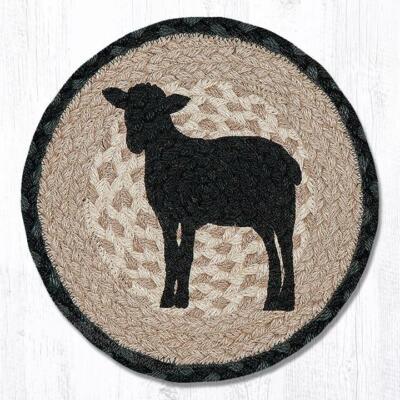 Sheep Lamb 10" Round Placemat Trivet Earth Rugs, Braided Jute ...