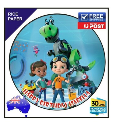 RUSTY RIVETS Edible Rice Paper Image Cake Birthday Party Topper round ...