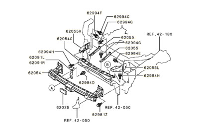 Front bumper reinforcer bar amplifier Mitsubishi 6400K991 Outlander ...