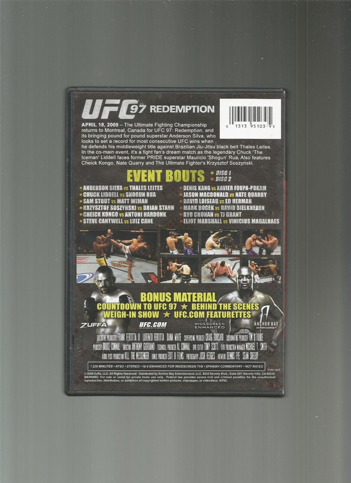 UFC 97 Redemption: Silva vs. Leites... (2-Disc Set), DVD 13139510395| eBay