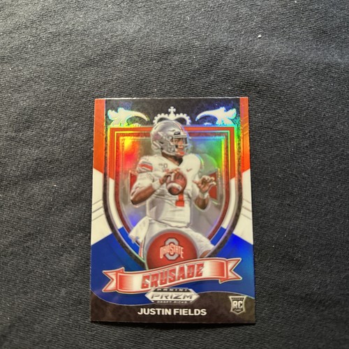 JUSTIN FIELDS 2021 Panini Prizm Draft Picks Red White Blue Crusade #163 ...