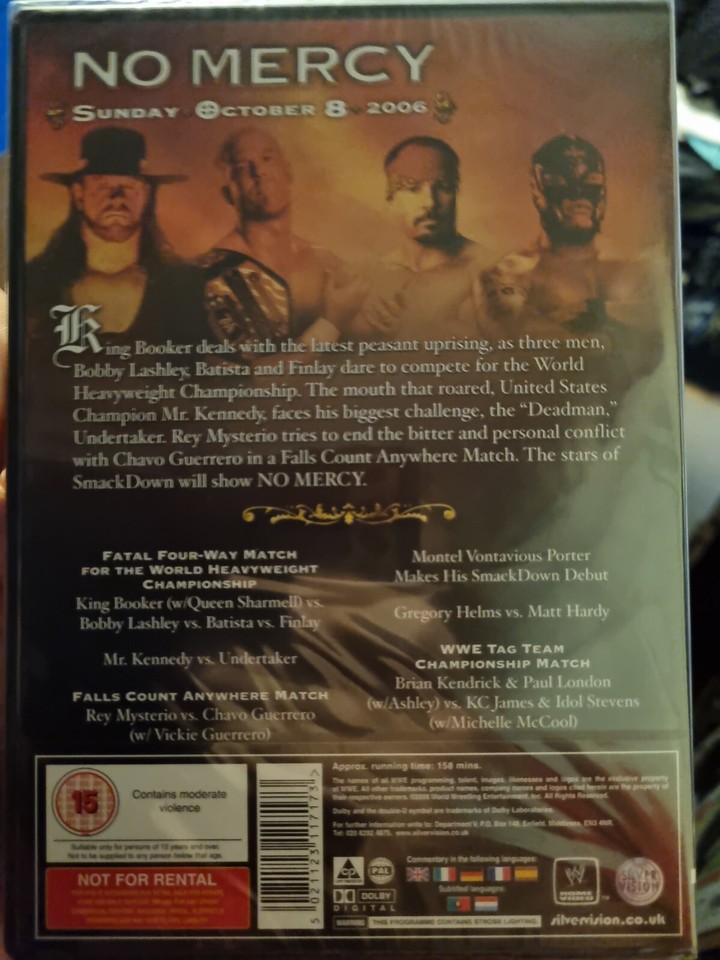 WWE Smack Down No Mercy 2006 ~ Silver Vision DVD ~ Brand New & Sealed ...