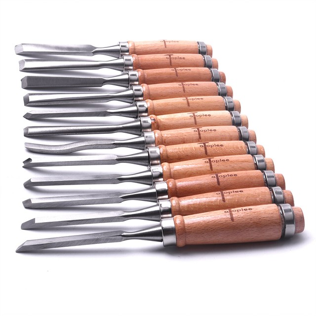 US 12 Pcs Wood Carving Hand Chisel Tool Professional Woodworking Gouges ...