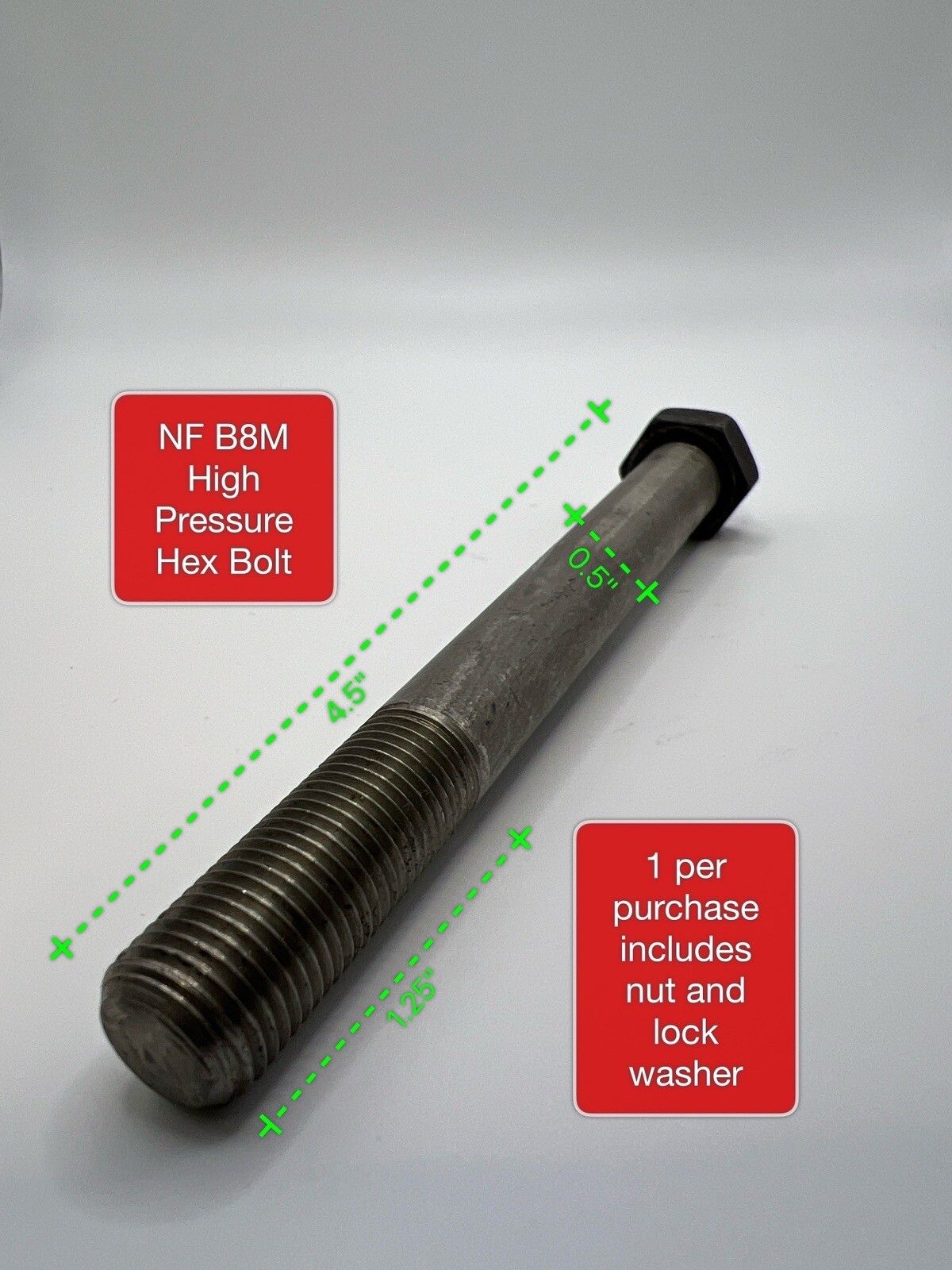 B8M 316 Stainless Steel Hex Bolt Cap Screw 1/2”-20x4.5” Long High ...