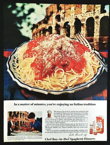 Chef Boy Ar Dee spaghetti ad vintage 1964 Rome Colosseum original ...