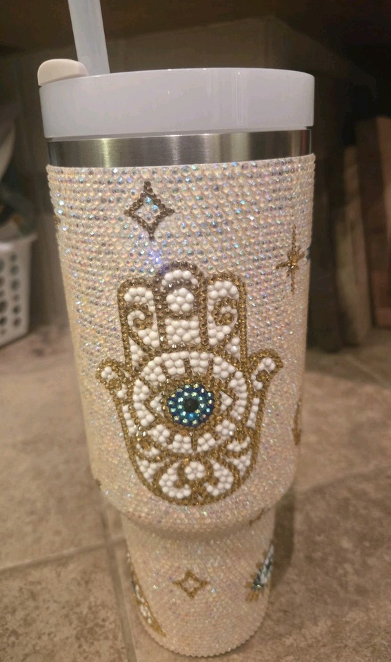 Rhinestone Evil Eye Stanley H2.0 Quencher Rose Quartz 40oz Cup | eBay
