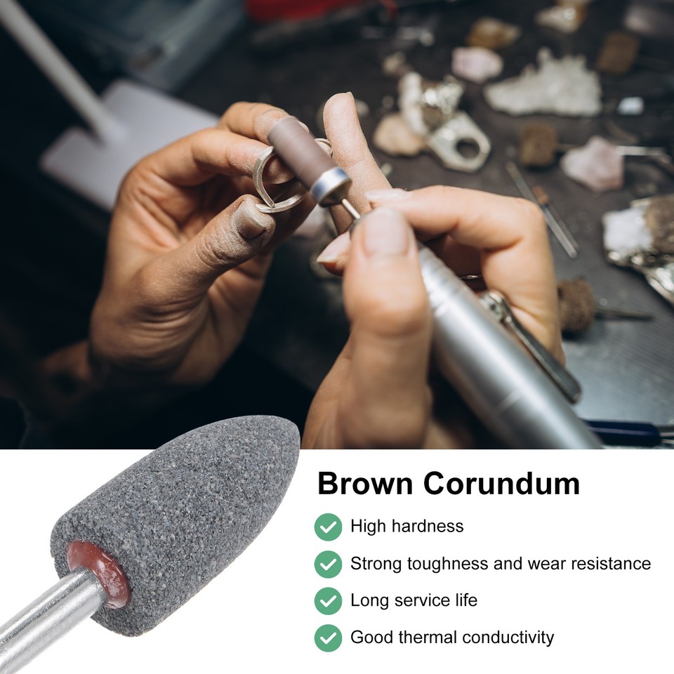 10-Pack Abrasive Mounted Stone Grinding Bits, 0.79IN(20mm) Dia Point ...