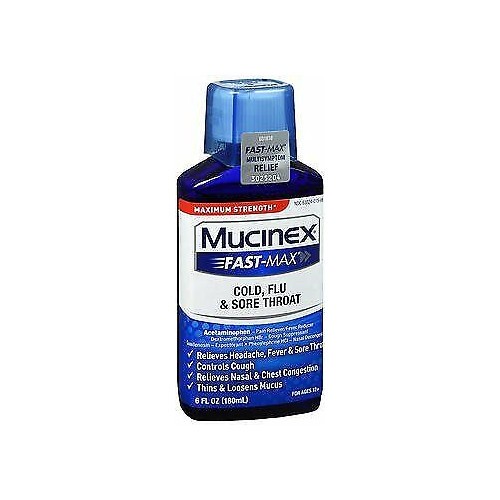 Mucinex Fast-Max Cold, Flu & Sore Throat Relief Liquid Acetaminophen 6 ...