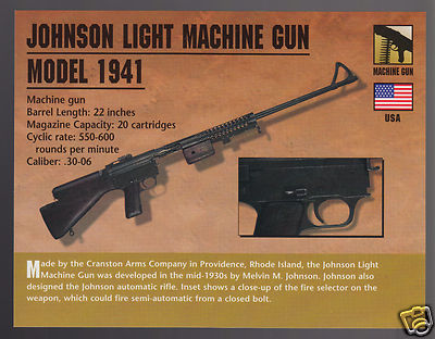 JOHNSON LIGHT MACHINE GUN MODEL 1941 Cranston Arms Co. Gun Firearms ...