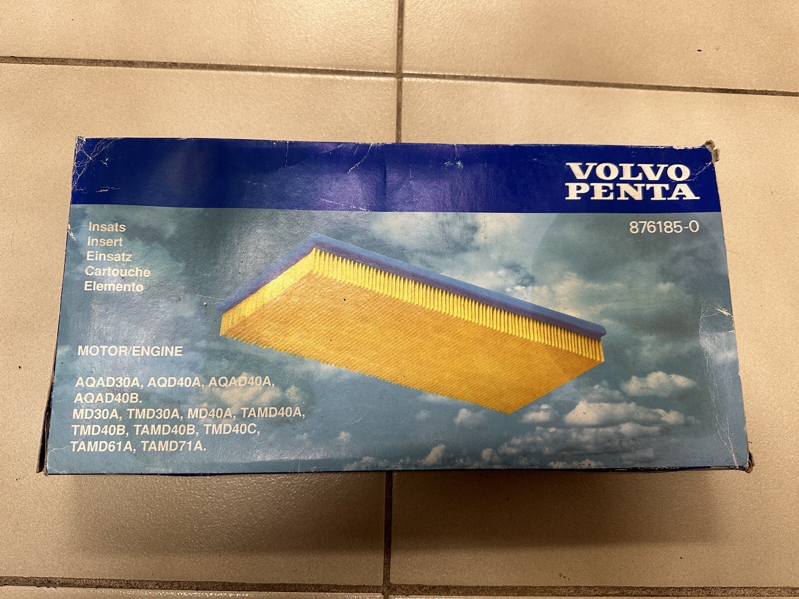 NEW OEM VOLVO PENTA AIR FILTER INSERT 876185 DIMENSIONS 13 1/4 X 6 3/8 ...