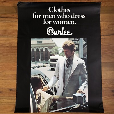 Vintage 70’s Curlee Clothing Company Store Display Advertising Poster ...
