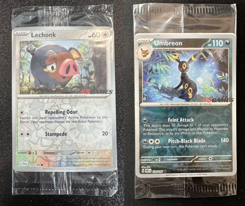 Lechonk 154/198 + Umbreon 130/197 - Reverse EB Games Stamp Sealed Promo ...