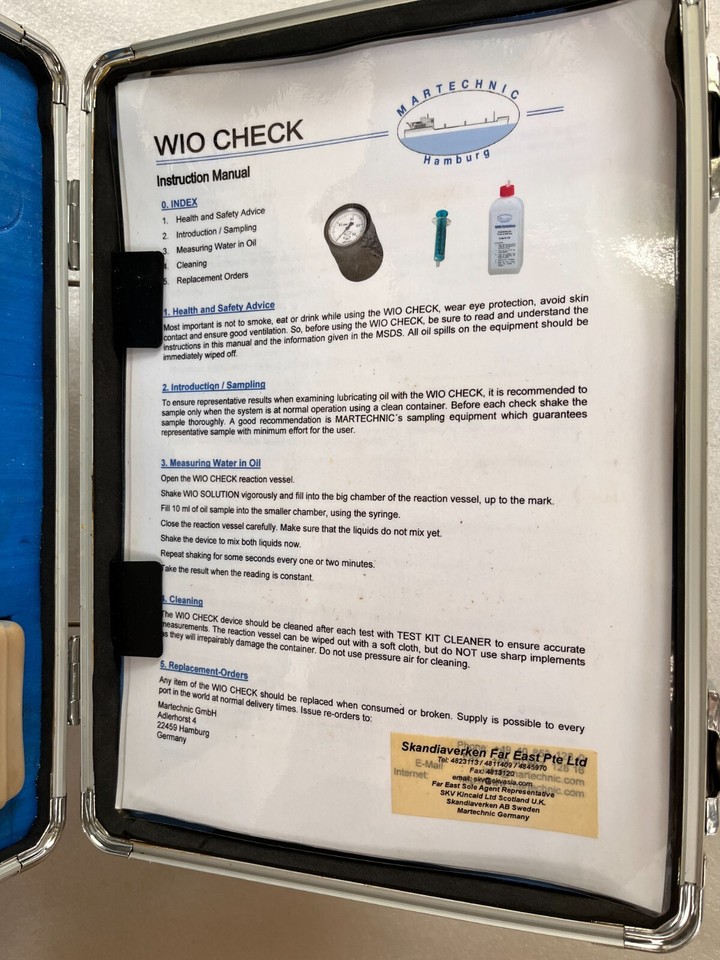 MARTECHNIC WIO CHECK / WATER IN OIL TEST KIT / MARTECHNIC WIO CHECK KIT ...