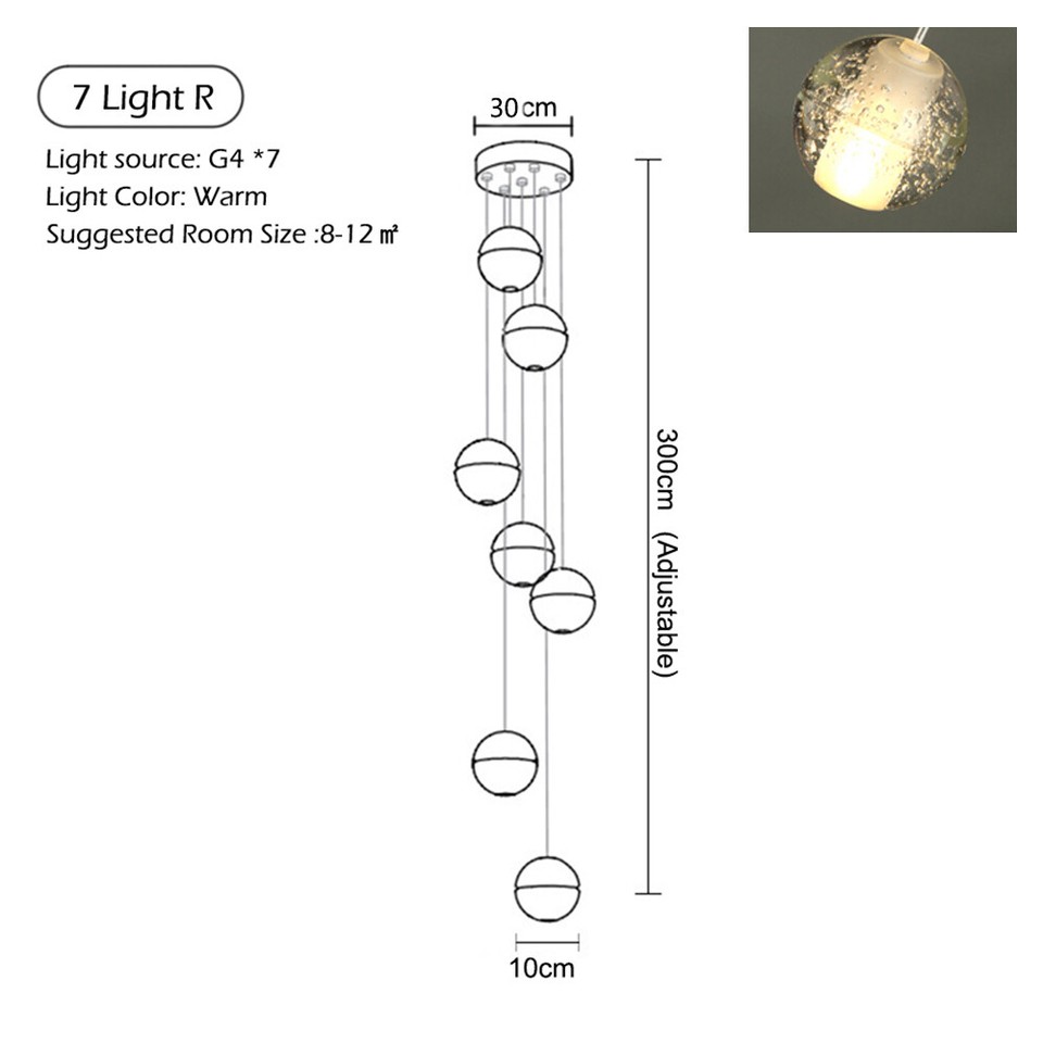 Modern G4 LED Bubble Crystal Round ball Ceiling Light Room Stair ...