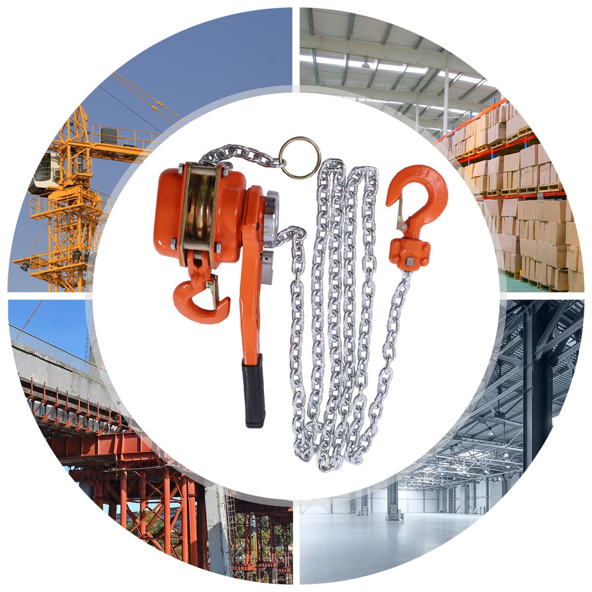 3/4 Ton Manual Chain Puller - 10 Foot Lift, Manual Come Along, 360 ...