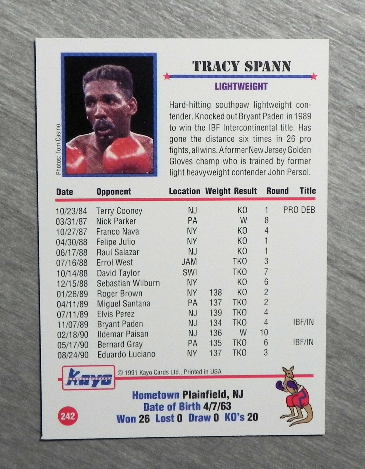 Tracy Spann 1991 Kayo Cards Card #242 | eBay
