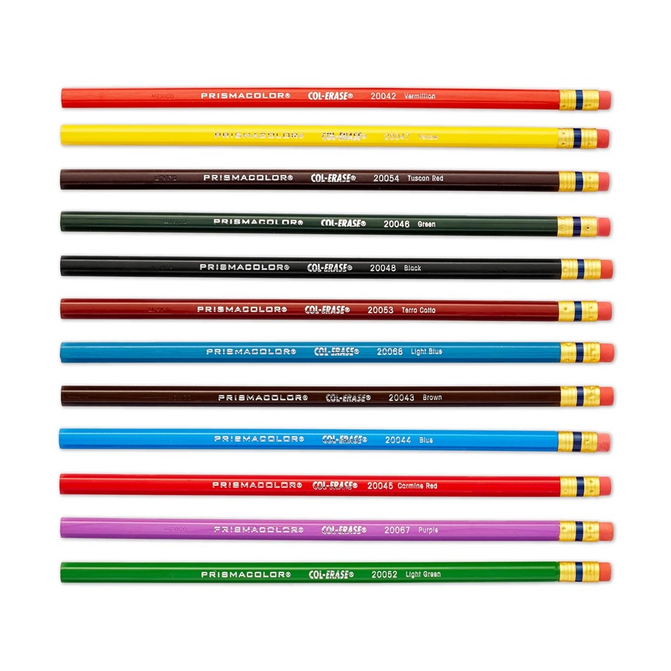 Prismacolor Col-Erase Erasable Colored Pencils, Adult Coloring, 12 Pack ...