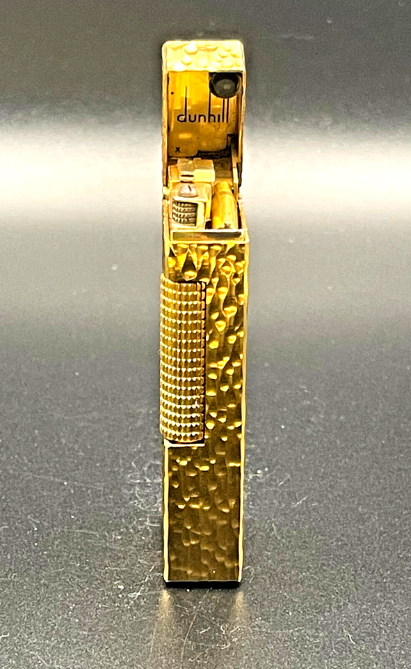 Dunhill Rollagas WORKING Vintage Lighter Gold Plated Bark w/Box ...