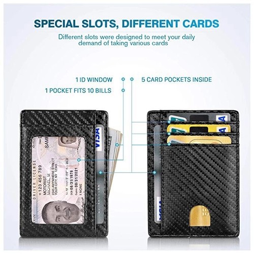 Slim Minimalist Front Pocket RFID Blocking Carbon Fiber Wallets for ...